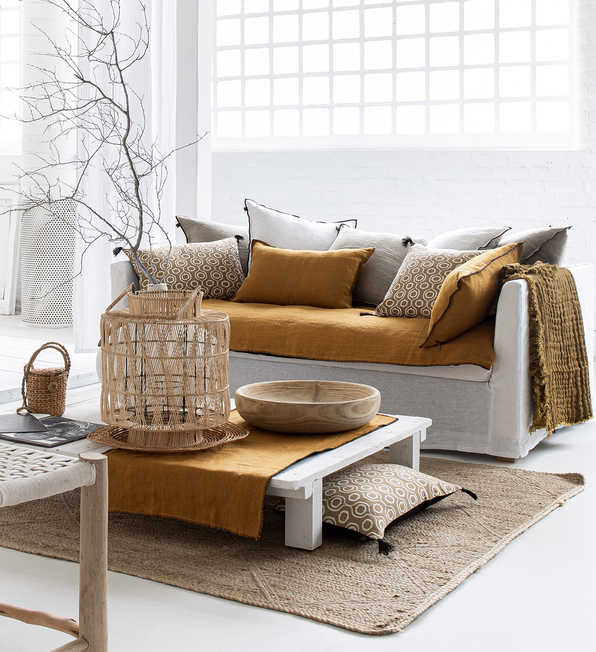 Canapé en Lin 100% avec Housse et Coussin - HAOMY By Bordeaux home